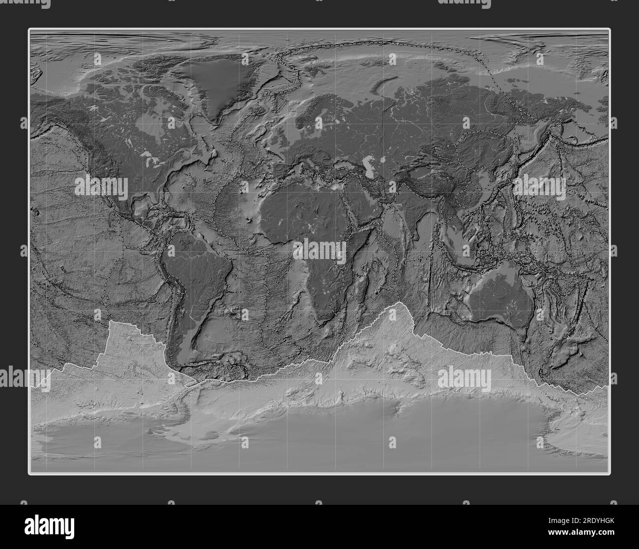 Antarctica tectonic plate on the bilevel elevation map in the Gall ...