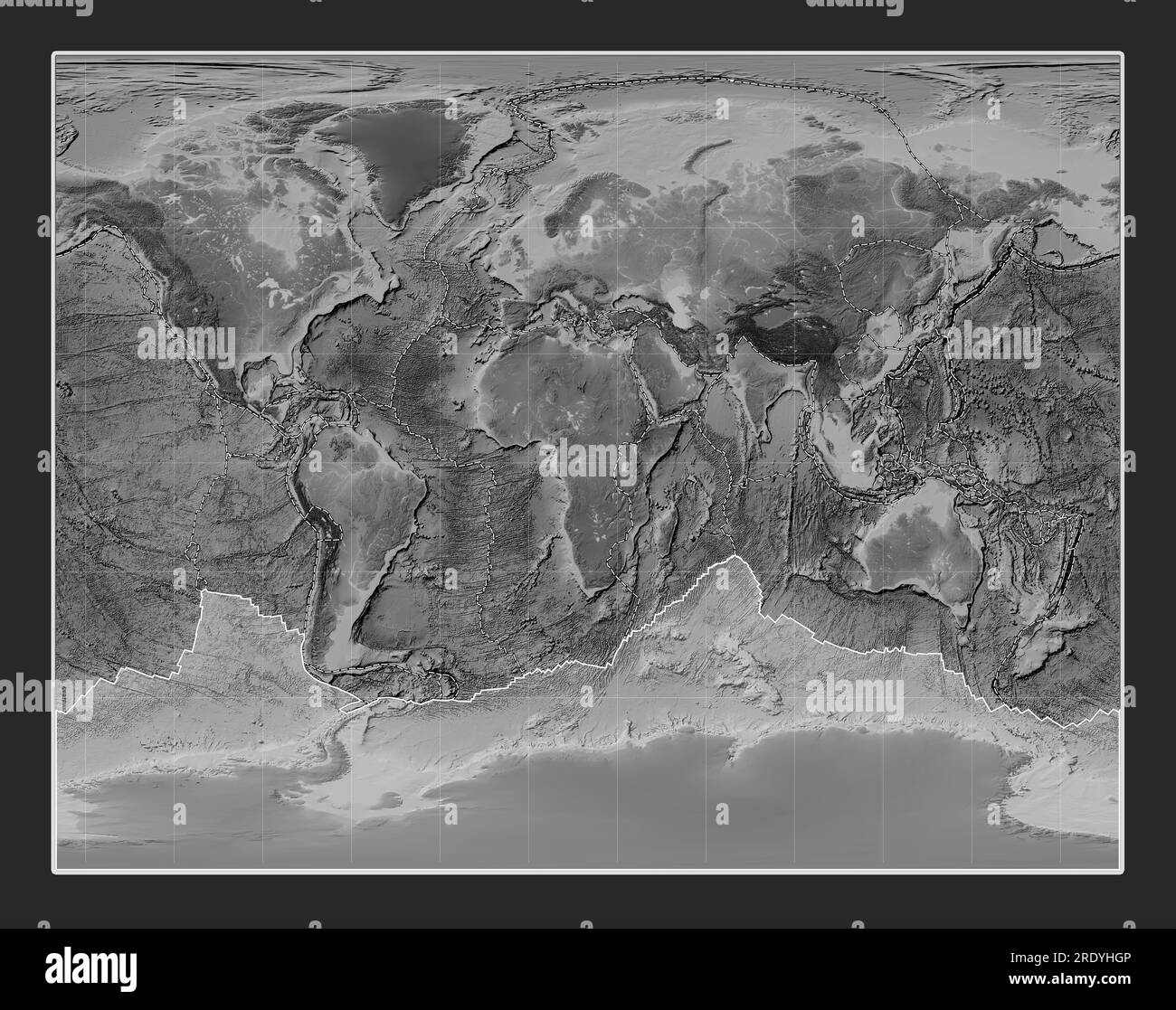 Antarctica Tectonic Plate On The Grayscale Elevation Map In The Gall Stereographic Projection