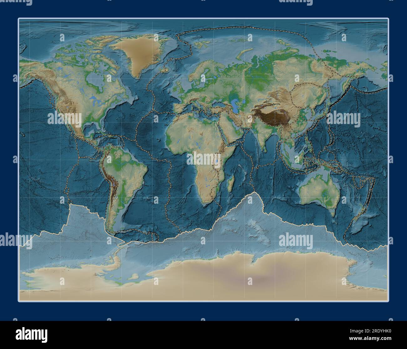 Antarctica tectonic plate on the physical elevation map in the Gall ...
