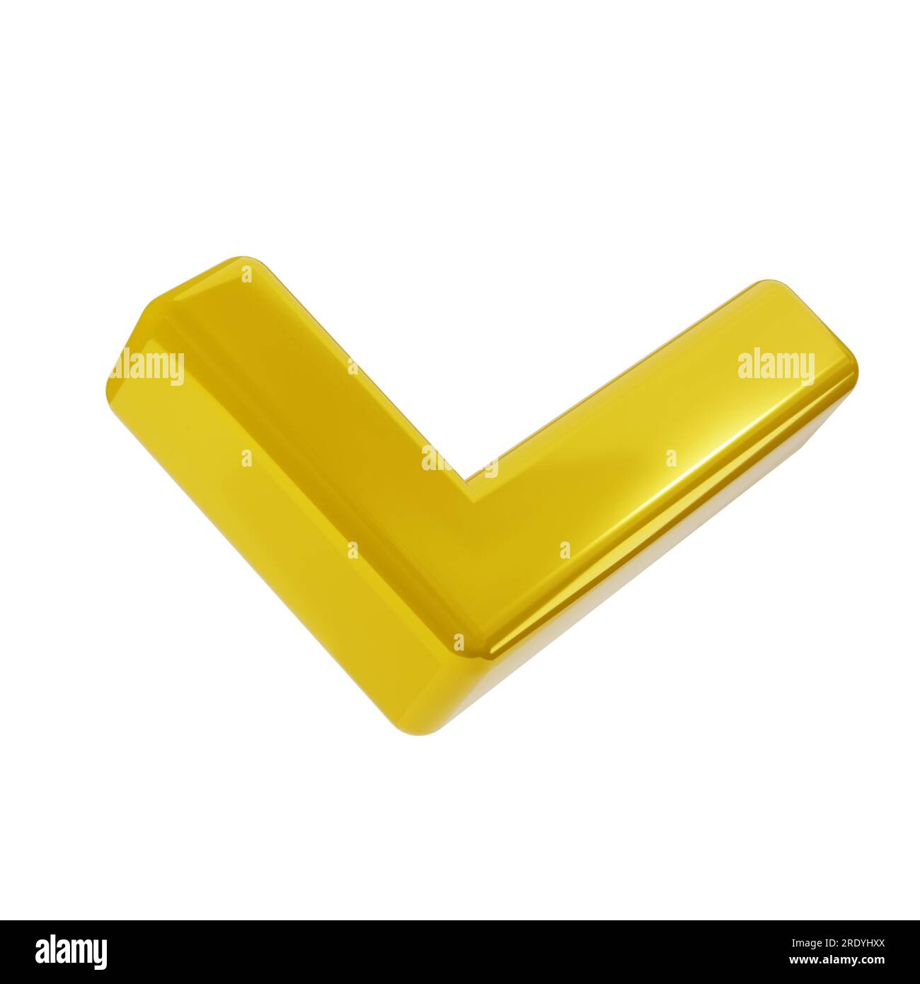 3d golden icon of check mark illustration. gold tick in isometric view ...