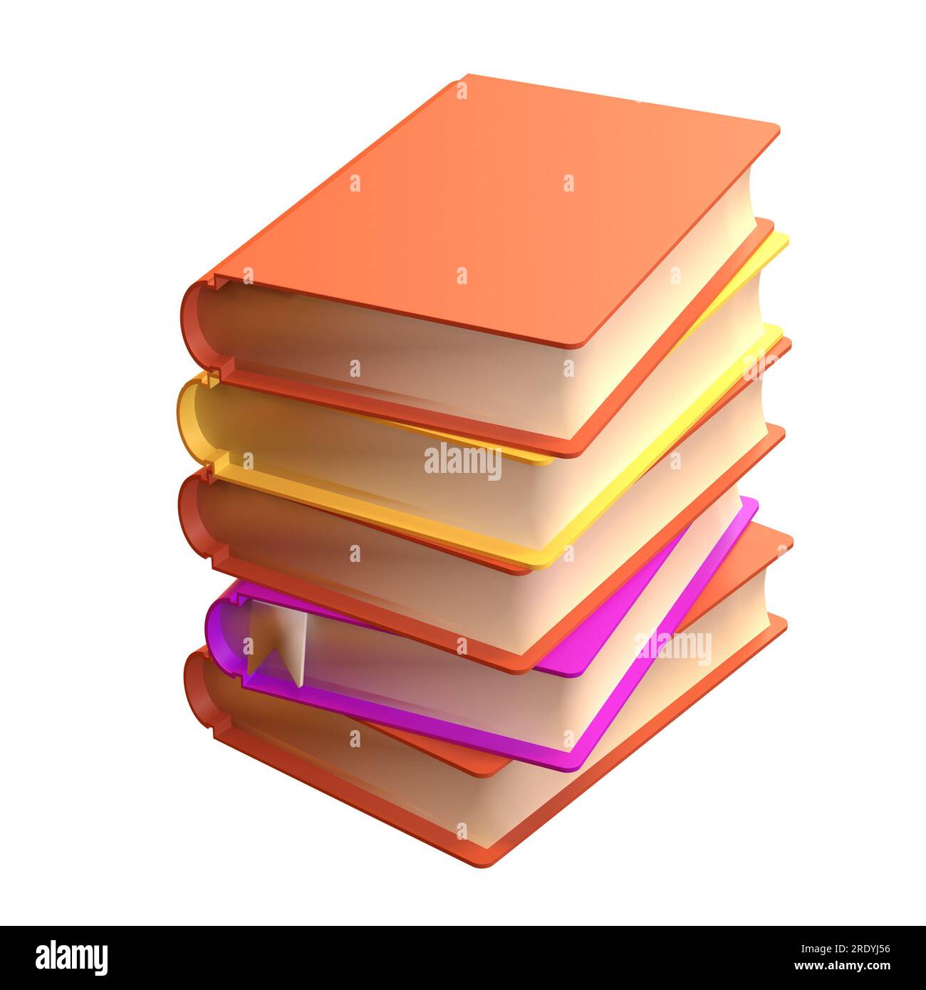 3D Stack of Closed Books Icon Isolated with clipping path. Render ...