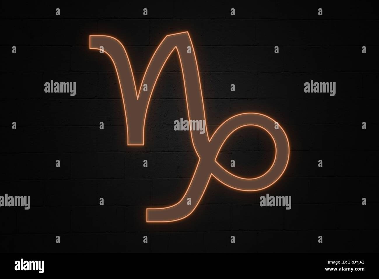 Neon light shaped into the zodiac sign Capricorn Stock Photo - Alamy