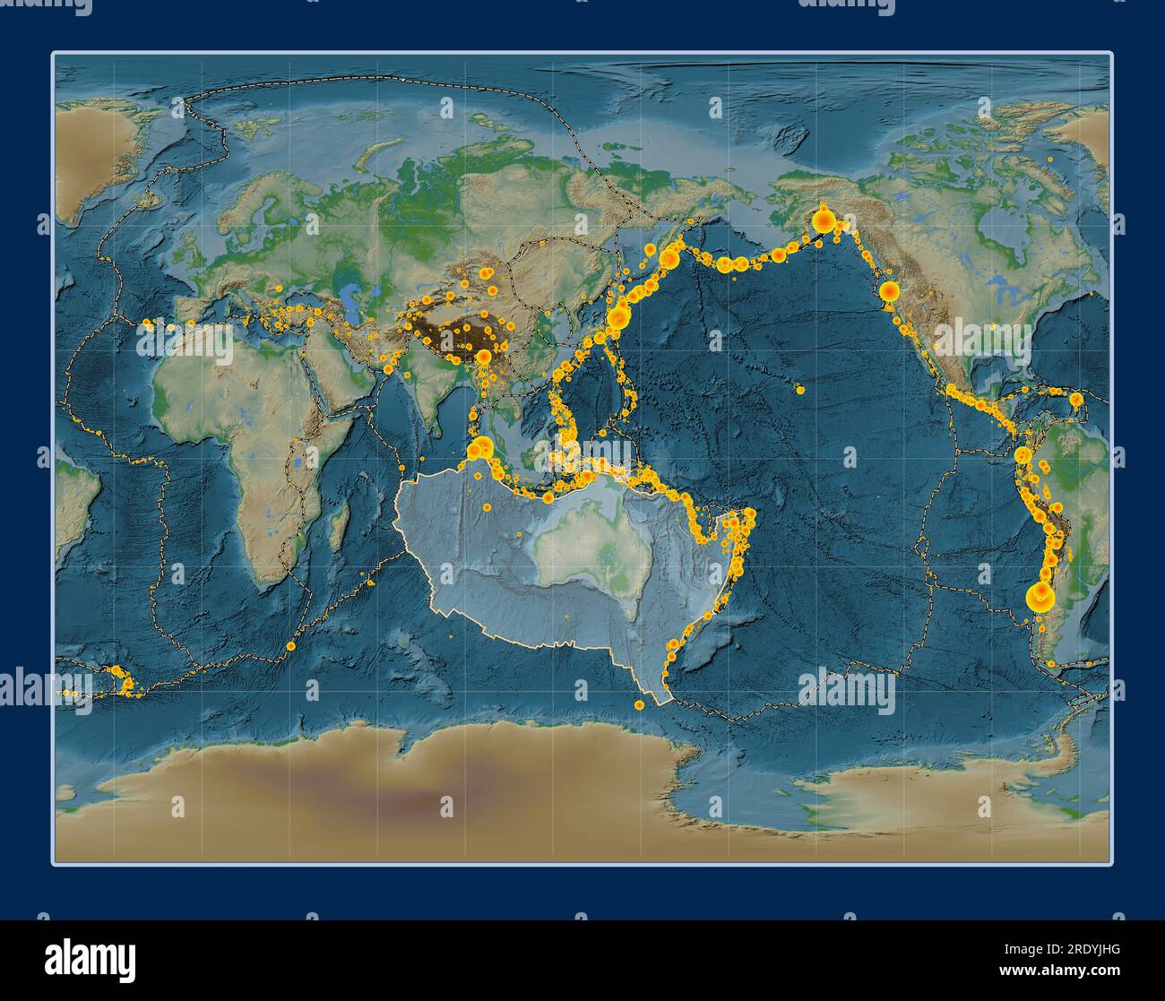 Australian tectonic plate on the physical elevation map in the Gall ...