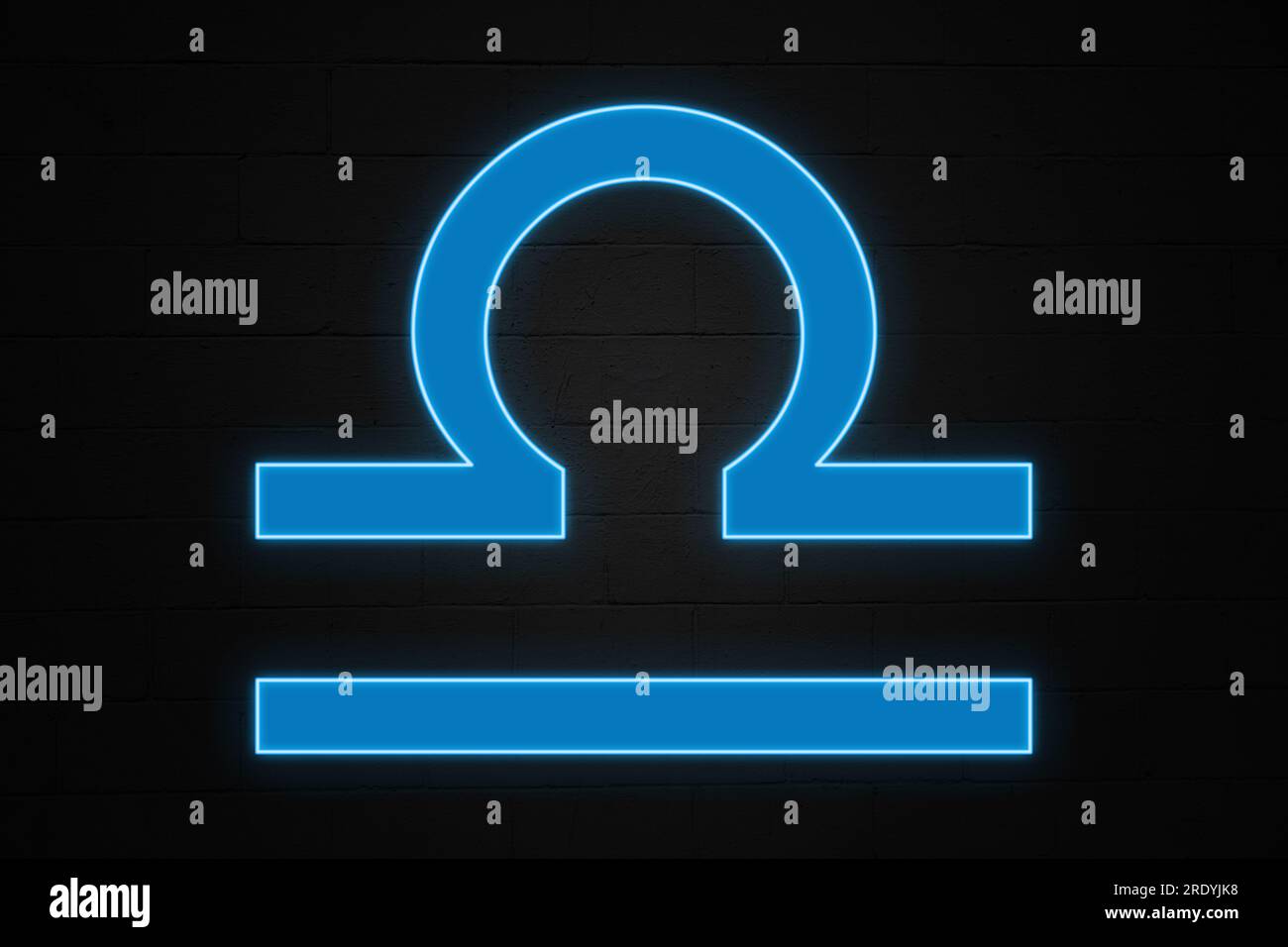 Neon light shaped into the zodiac sign Libra Stock Photo - Alamy