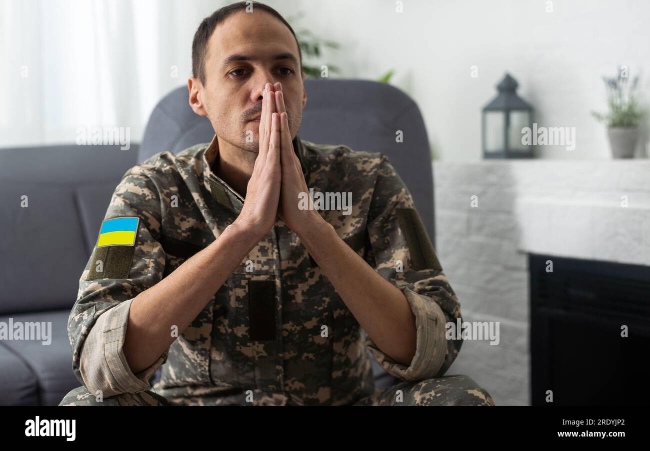 ukrainian man, sodier. Mental health. Nervous male military suffering ...