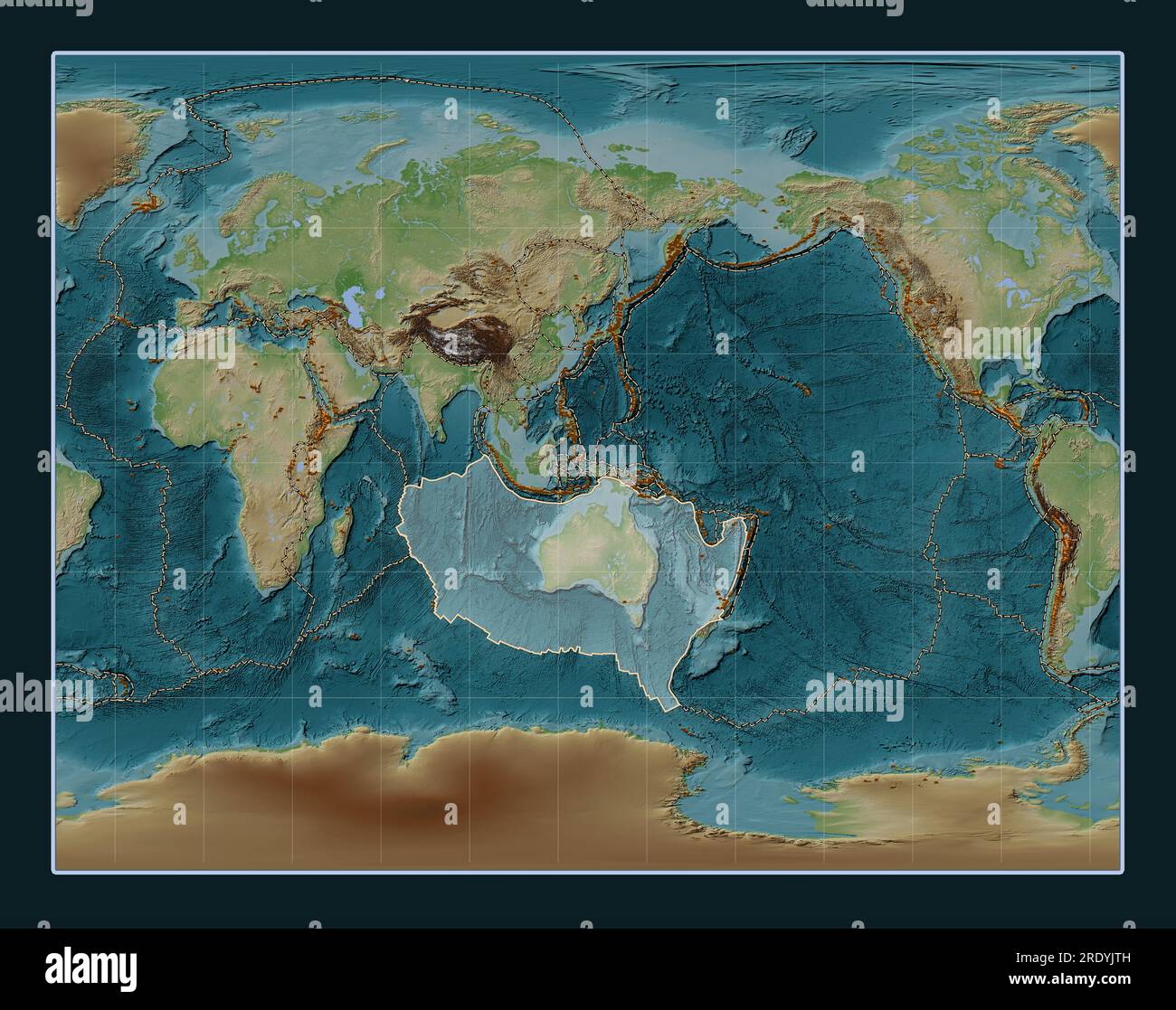 Australian tectonic plate on the Wiki style elevation map in the Gall ...