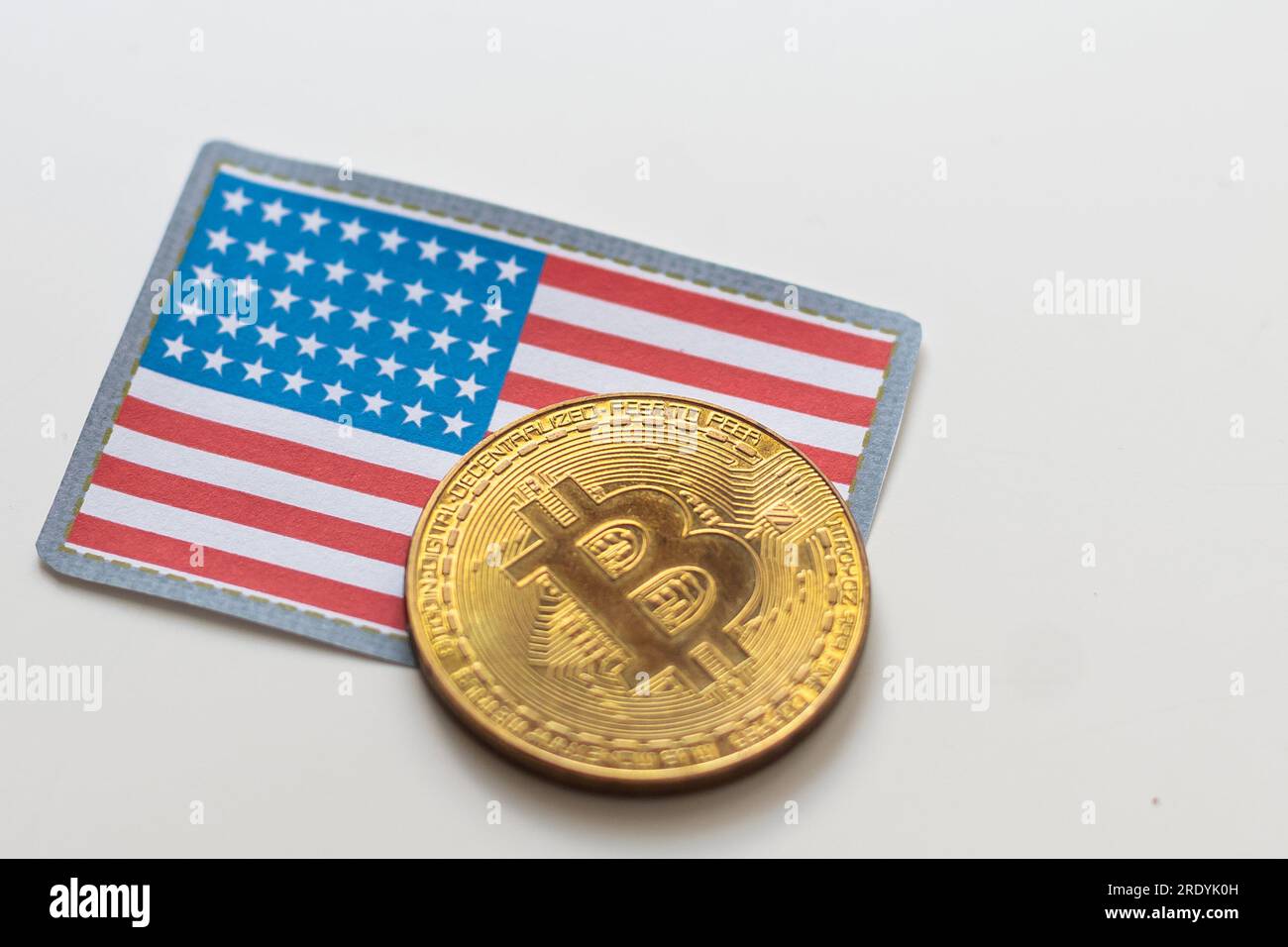 The American flag is unfurled and Bitcoin opens. Gold coin ...
