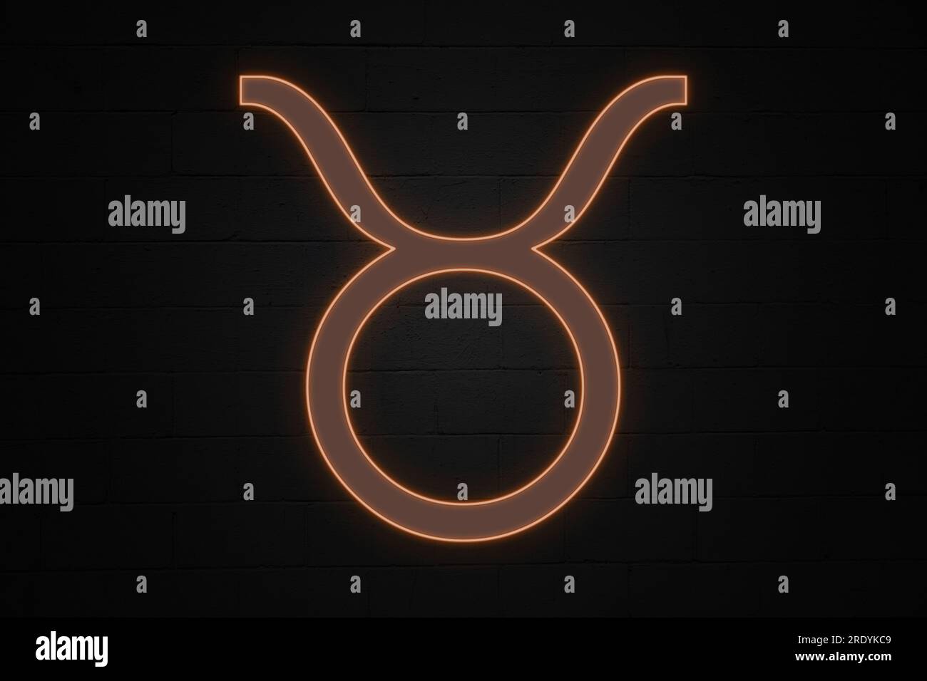 Neon light shaped into the zodiac sign Taurus Stock Photo - Alamy