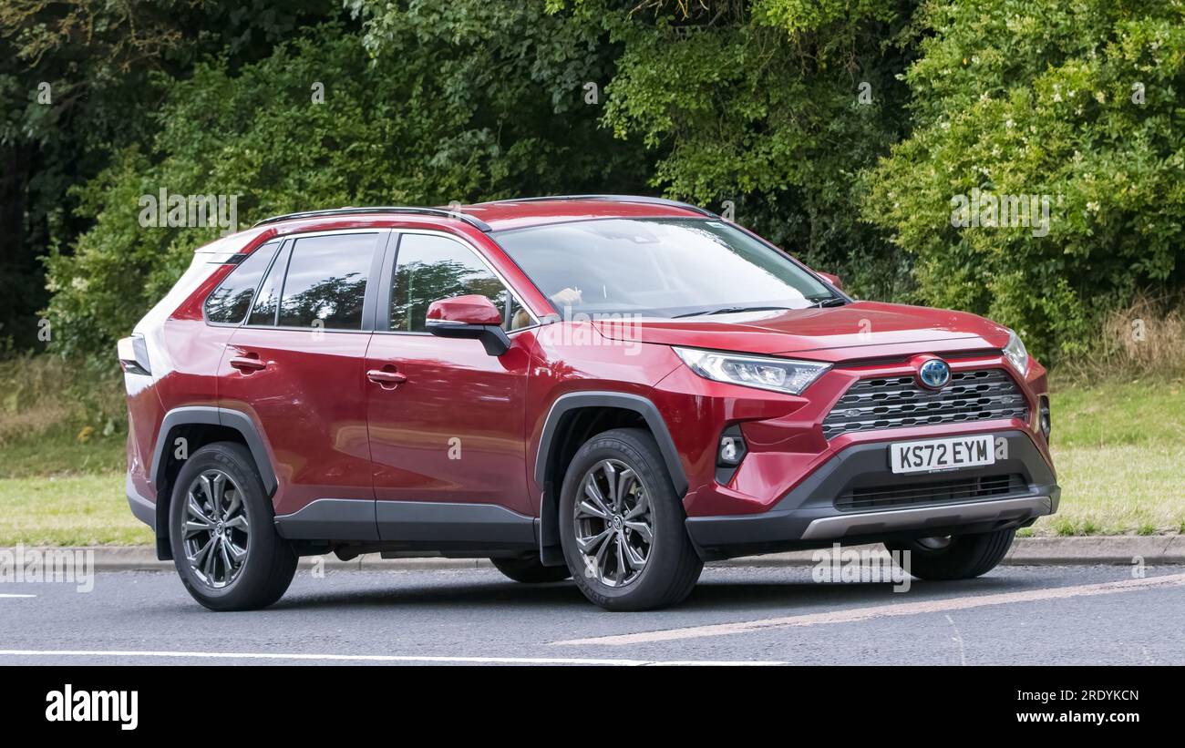 Milton Keynes,UK - July 21st 2023: 2023 red Toyota Rav4 hybrid electric ...
