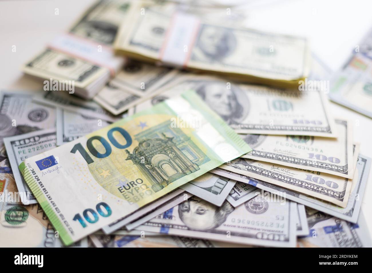 euro and dollars banknotes on isolated white background Stock Photo - Alamy