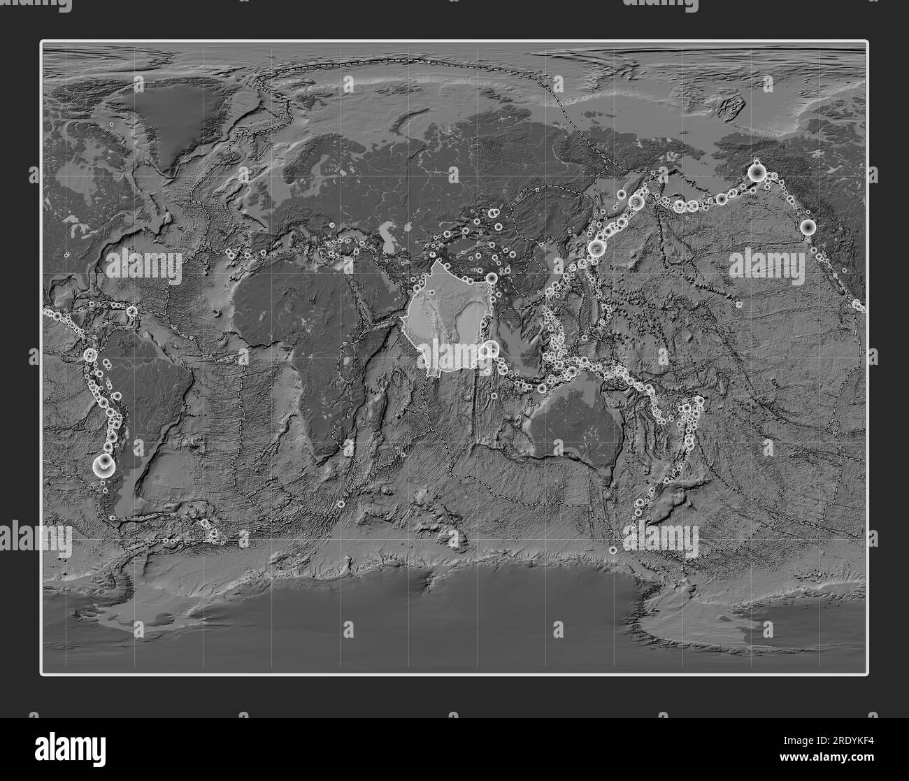 Indian tectonic plate on the bilevel elevation map in the Gall ...