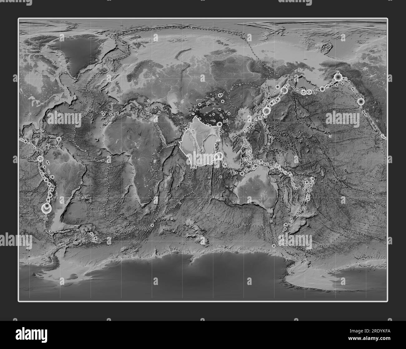 Indian tectonic plate on the grayscale elevation map in the Gall ...