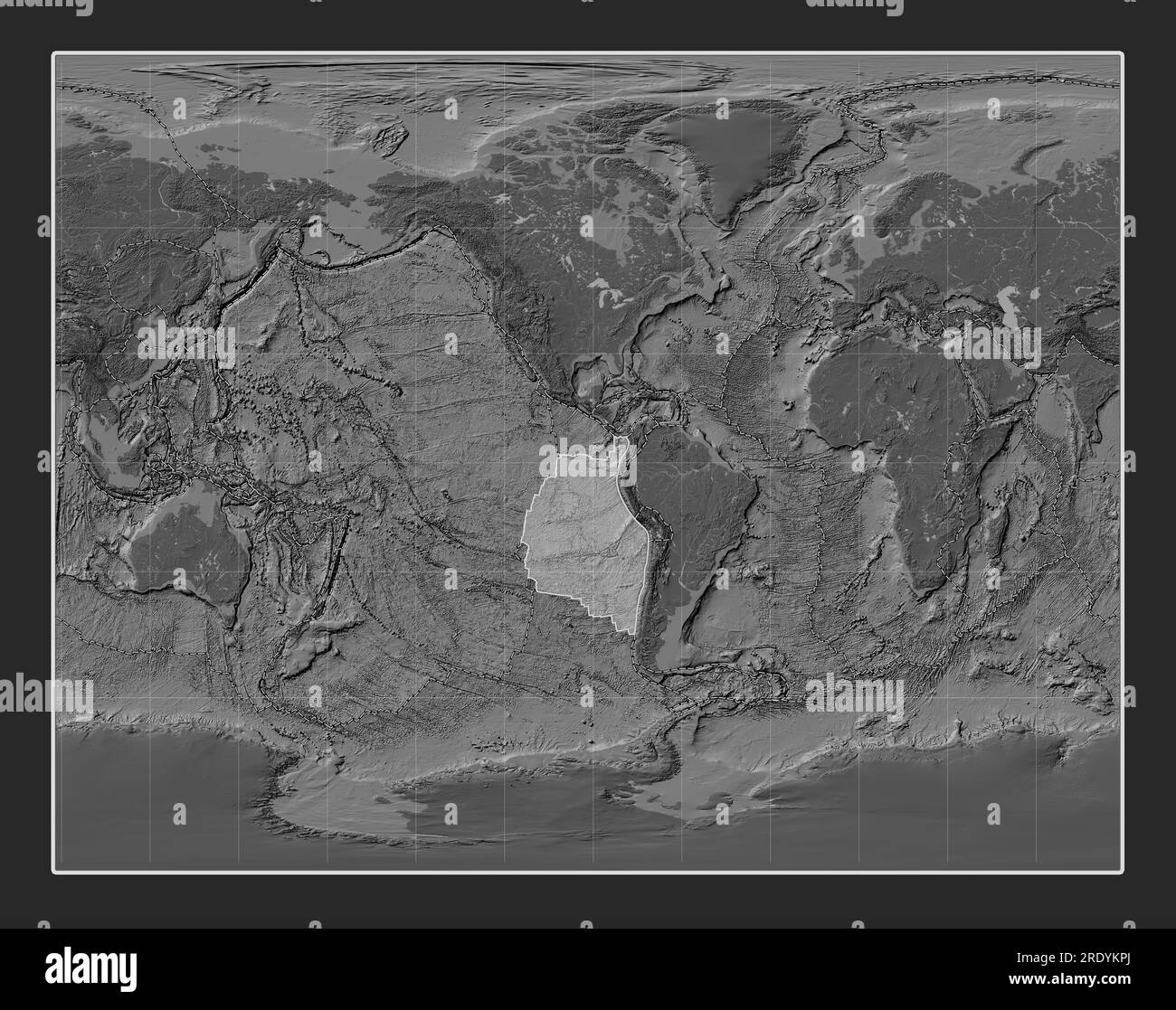 Nazca tectonic plate on the bilevel elevation map in the Gall ...