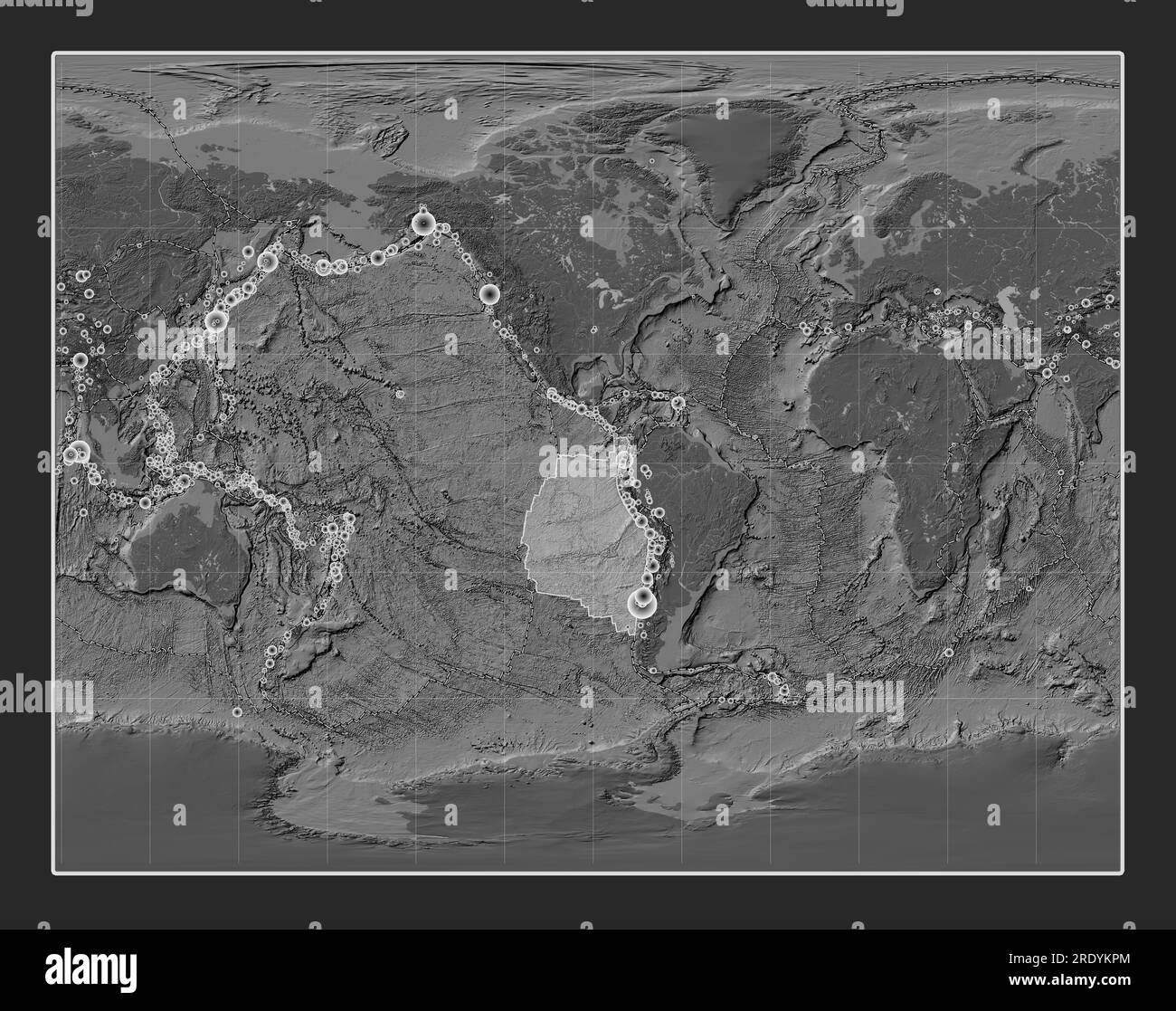 Nazca tectonic plate on the bilevel elevation map in the Gall ...