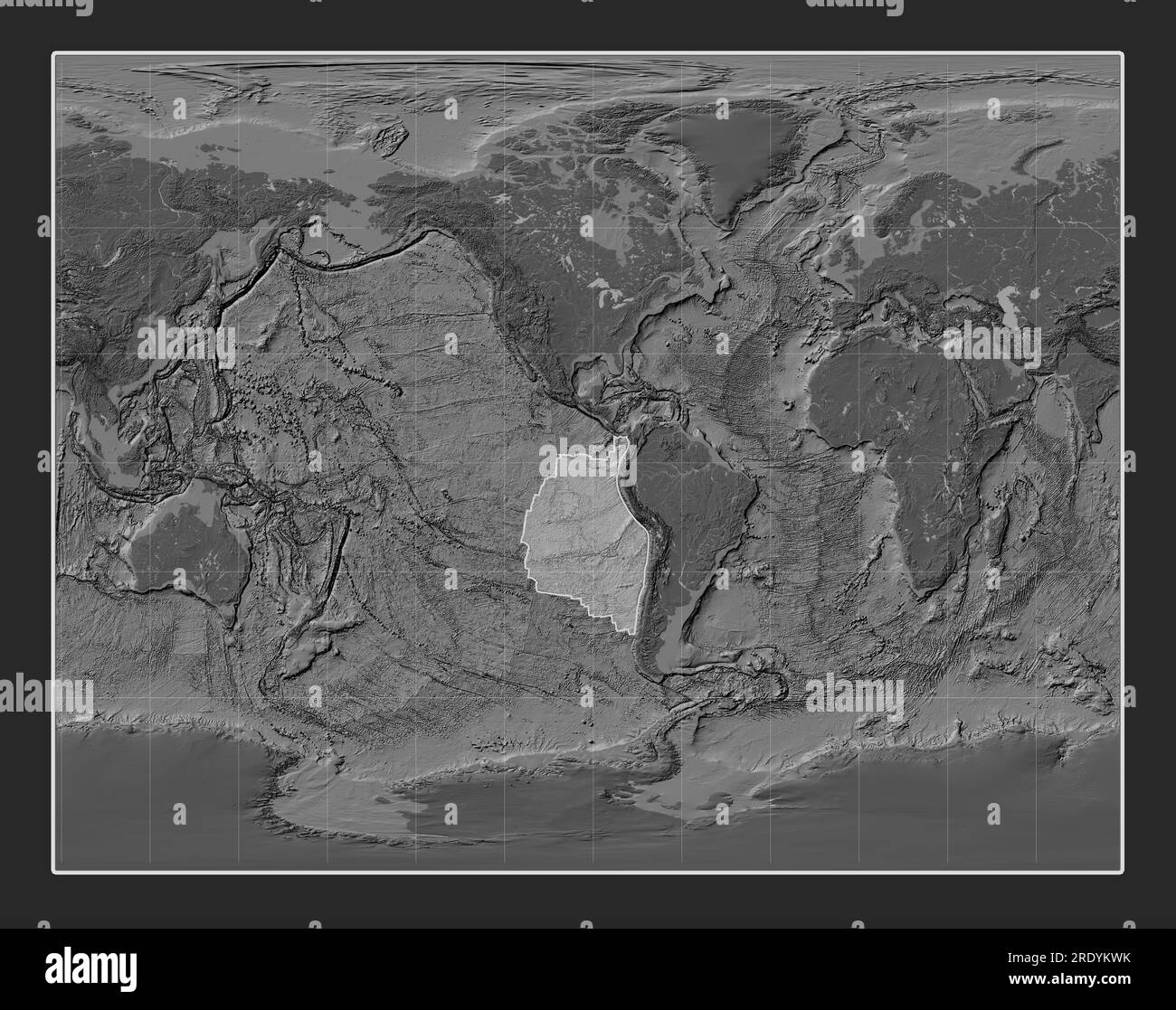 Nazca tectonic plate on the bilevel elevation map in the Gall ...