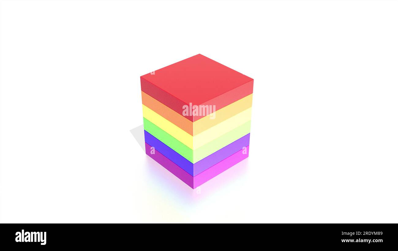 Color boxes on mirror lgbt intro 3d render Stock Photo - Alamy