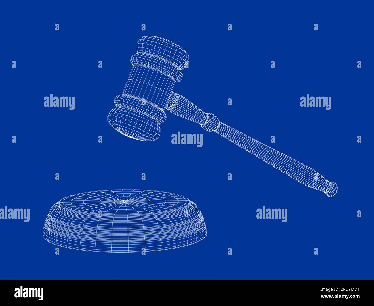 3D wire-frame model of gavel and sound block Stock Photo - Alamy