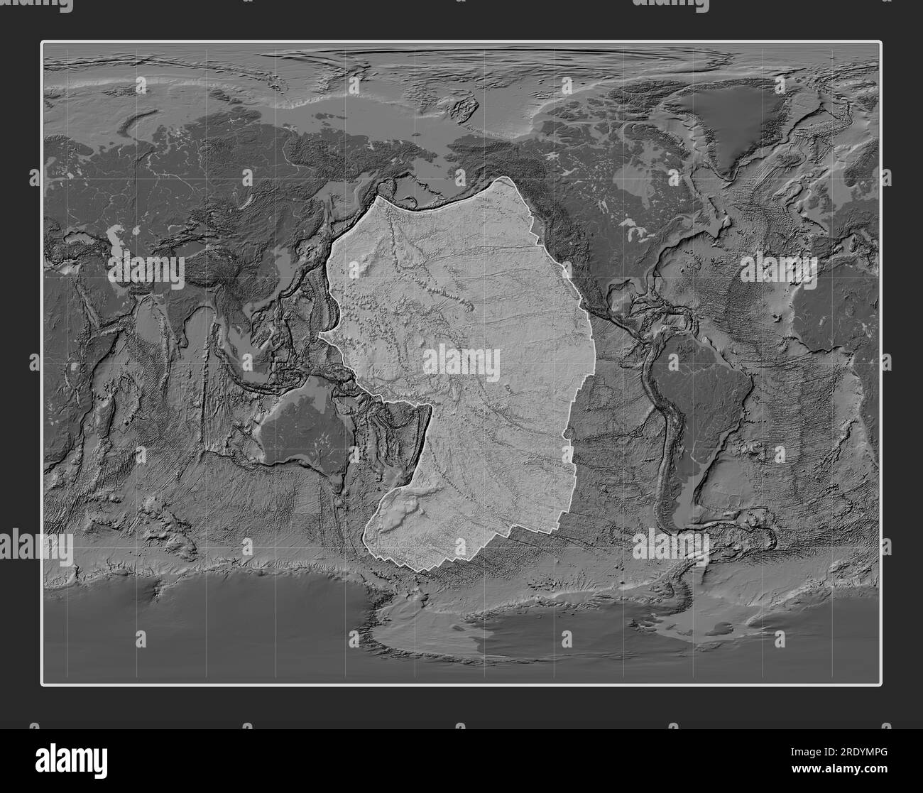 Pacific tectonic plate on the bilevel elevation map in the Gall ...