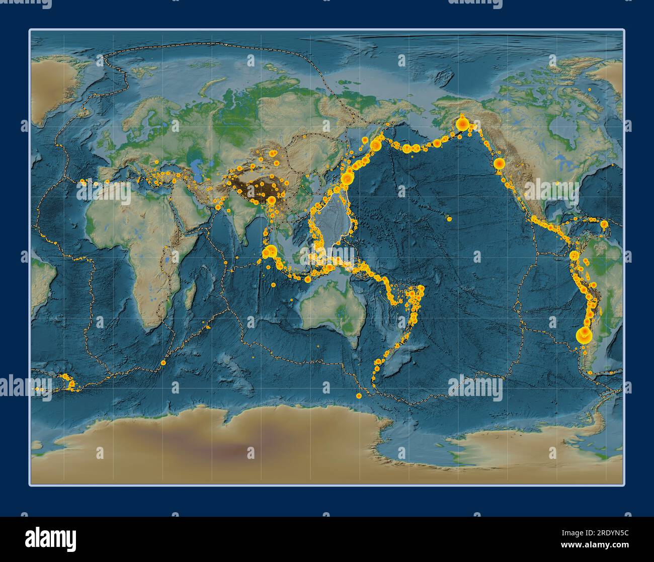 Philippine Sea tectonic plate on the physical elevation map in the Gall ...