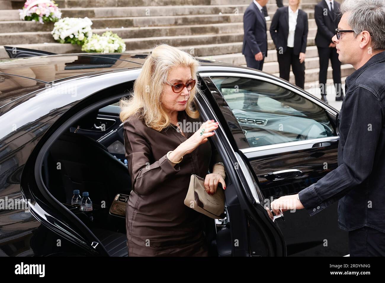 Catherine Deneuve arrives to Jane Birkin's funerals ceremony at the ...