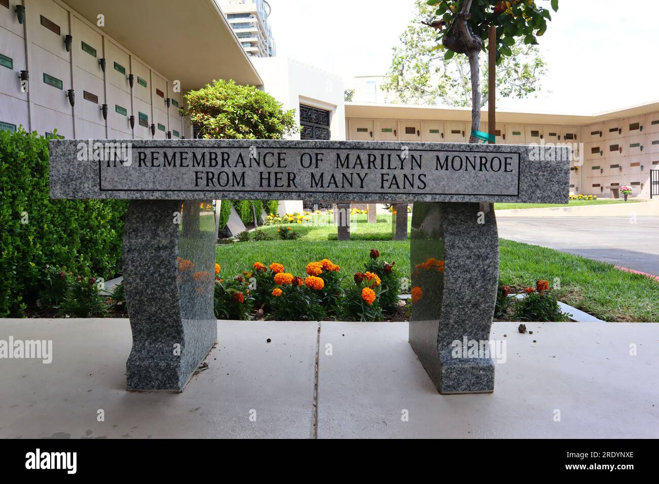 Los Angeles, California: MARILYN MONROE memorial bench at Pierce ...