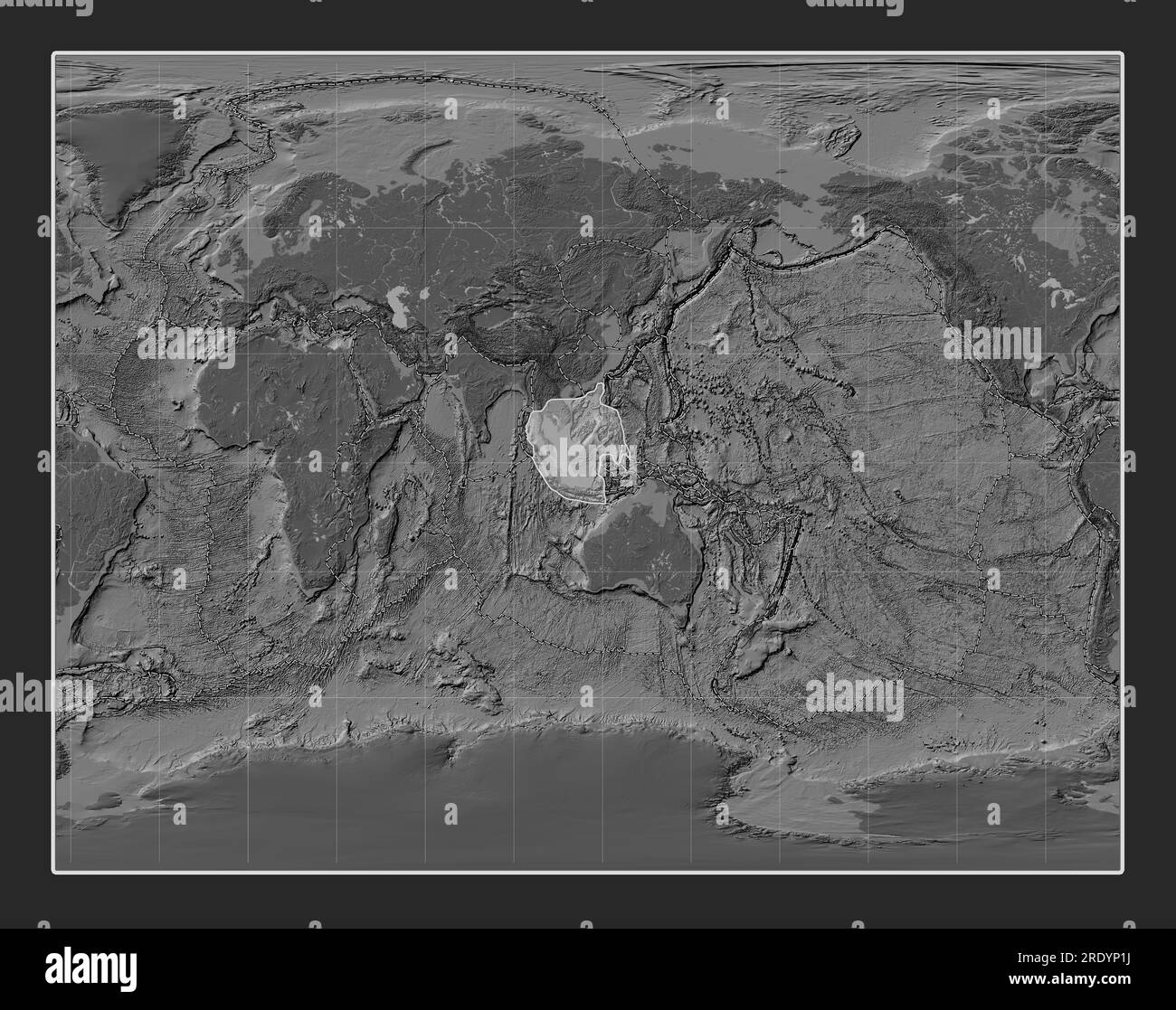 Sunda tectonic plate on the bilevel elevation map in the Gall ...
