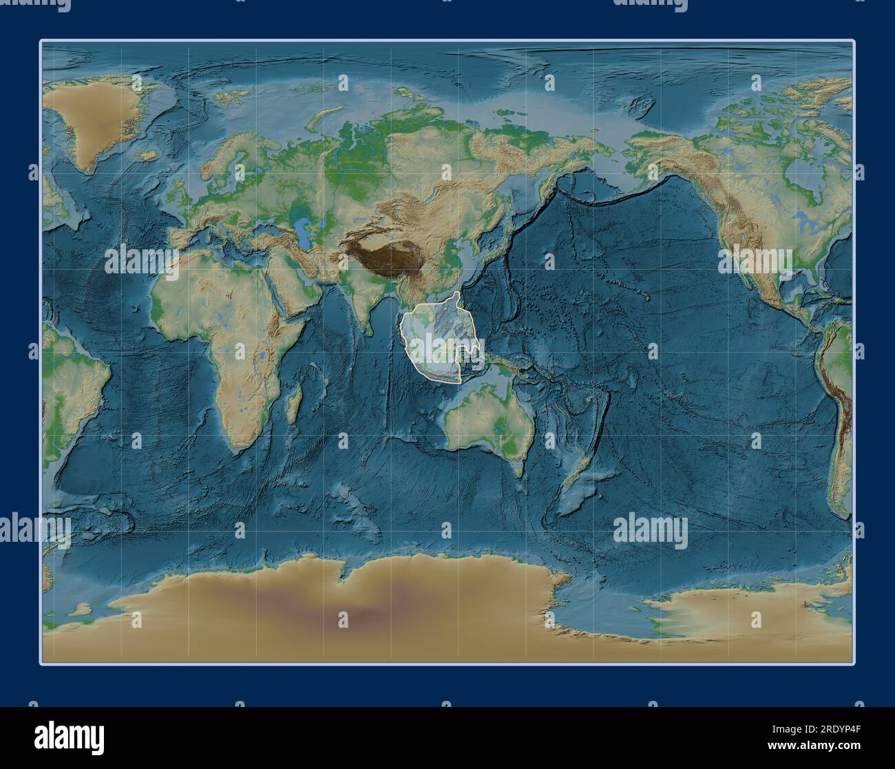 Sunda tectonic plate on the physical elevation map in the Gall ...