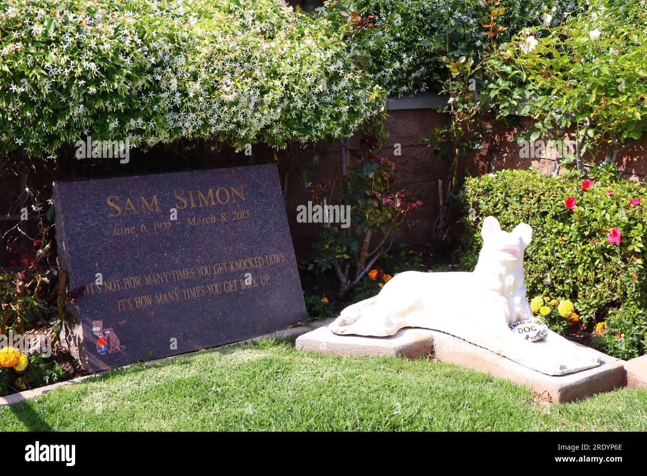 Los Angeles, California: SAM SIMON grave at Pierce Brothers Westwood Village Memorial Park ...