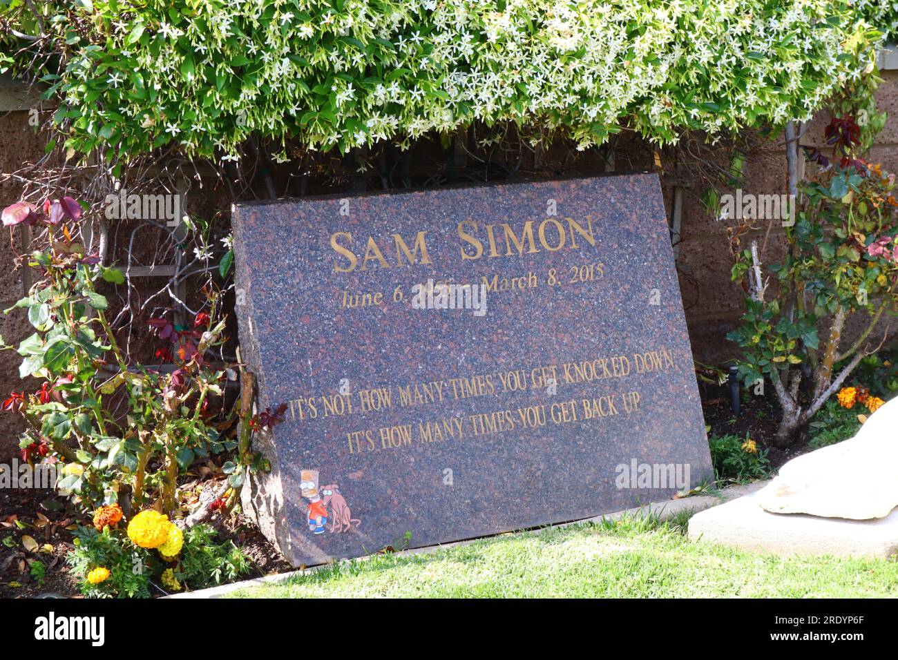Los Angeles, California: SAM SIMON grave at Pierce Brothers Westwood Village Memorial Park ...