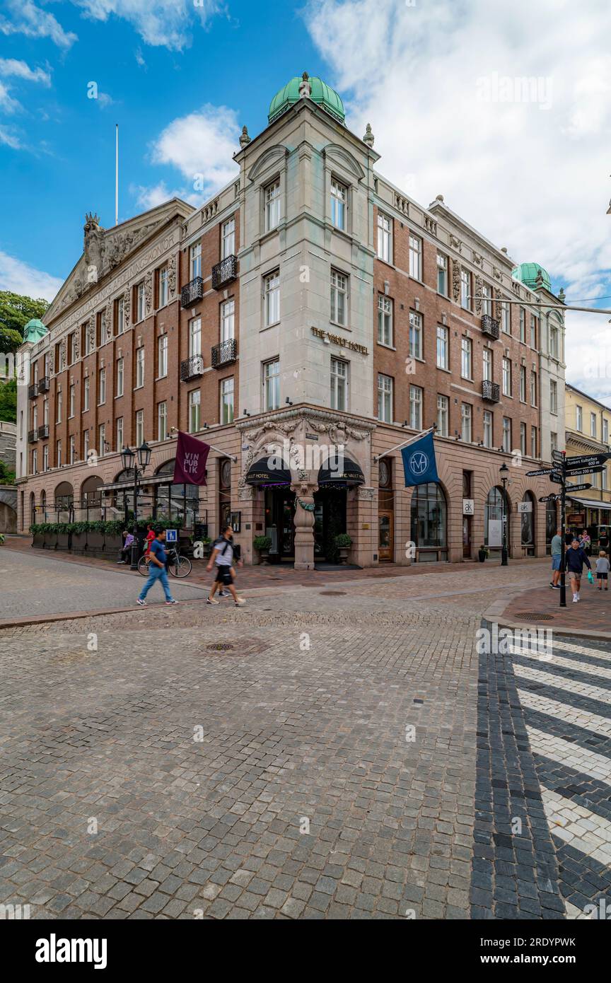HELSINGBORG, SWEDEN - JULY 16, 2023: Hotel Corner Facade on Stortorget ...