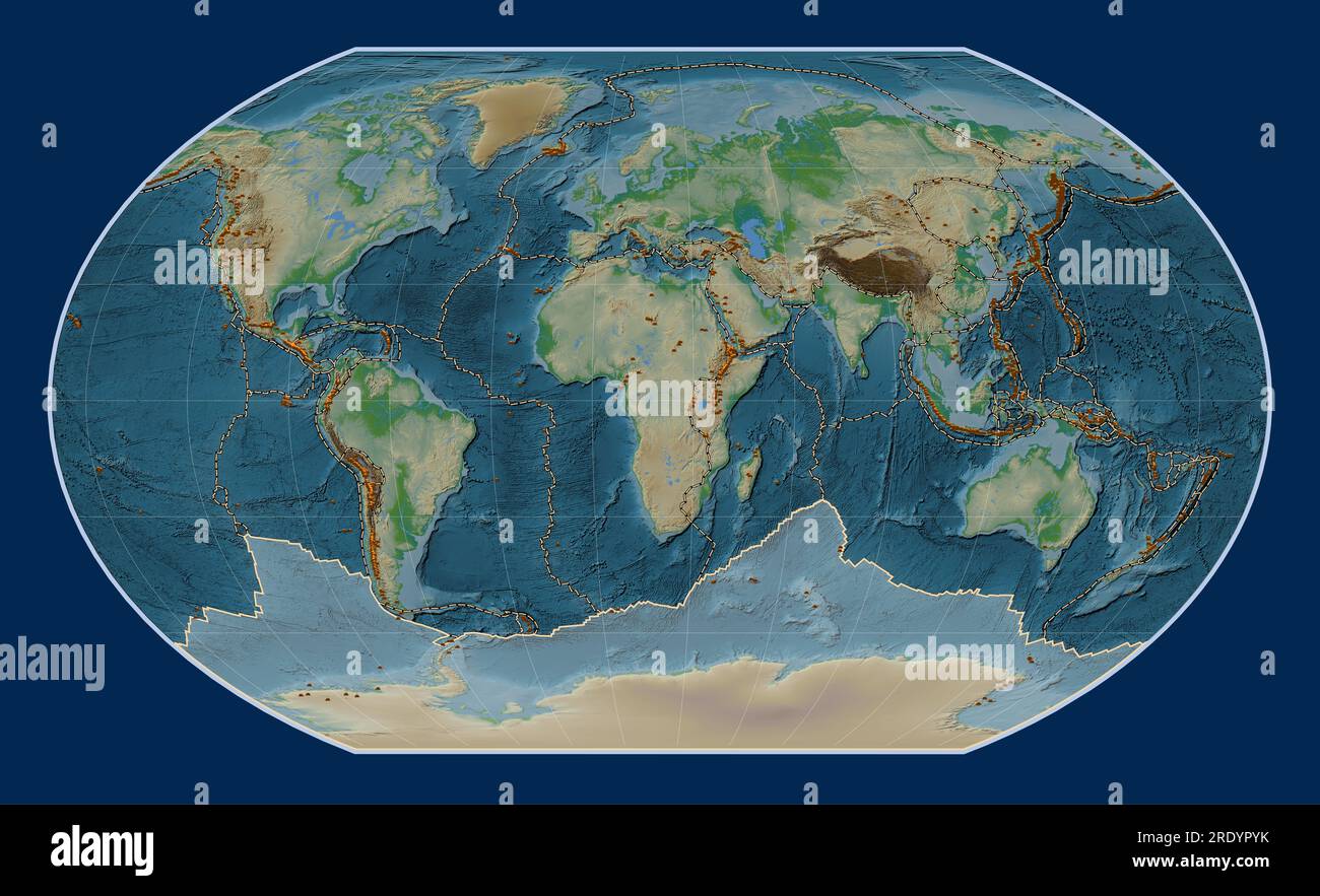 Antarctica tectonic plate on the physical elevation map in the ...
