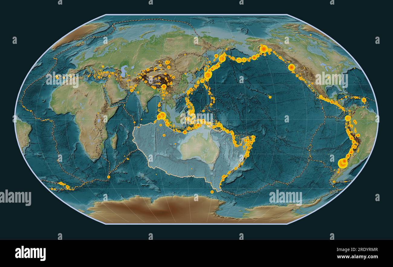 Australian tectonic plate on the Wiki style elevation map in the ...