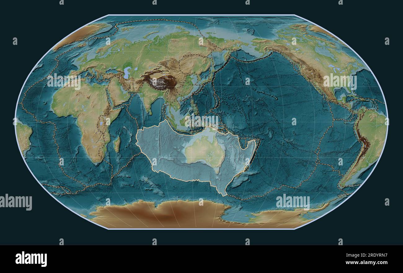 Australian tectonic plate on the Wiki style elevation map in the ...