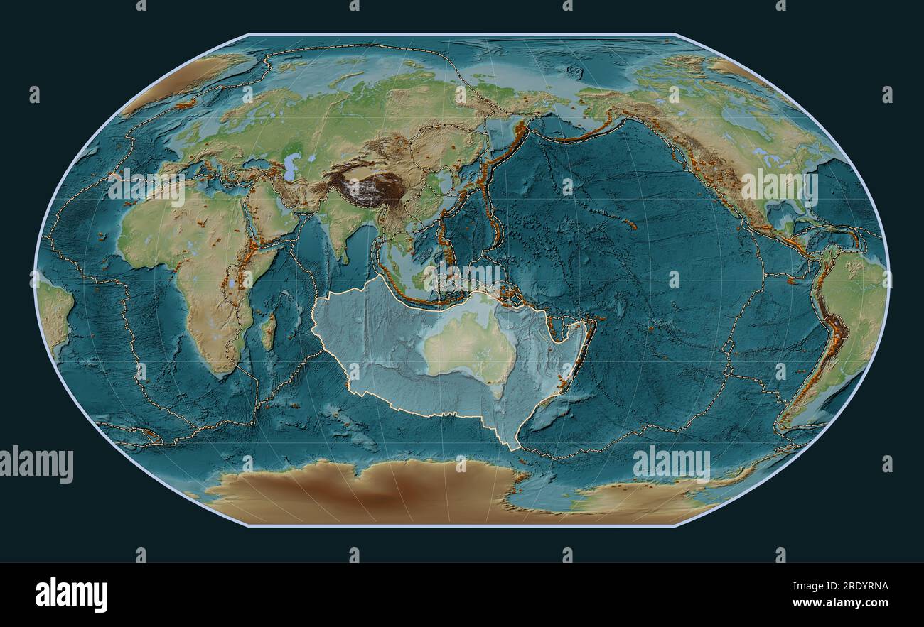 Australian tectonic plate on the Wiki style elevation map in the ...