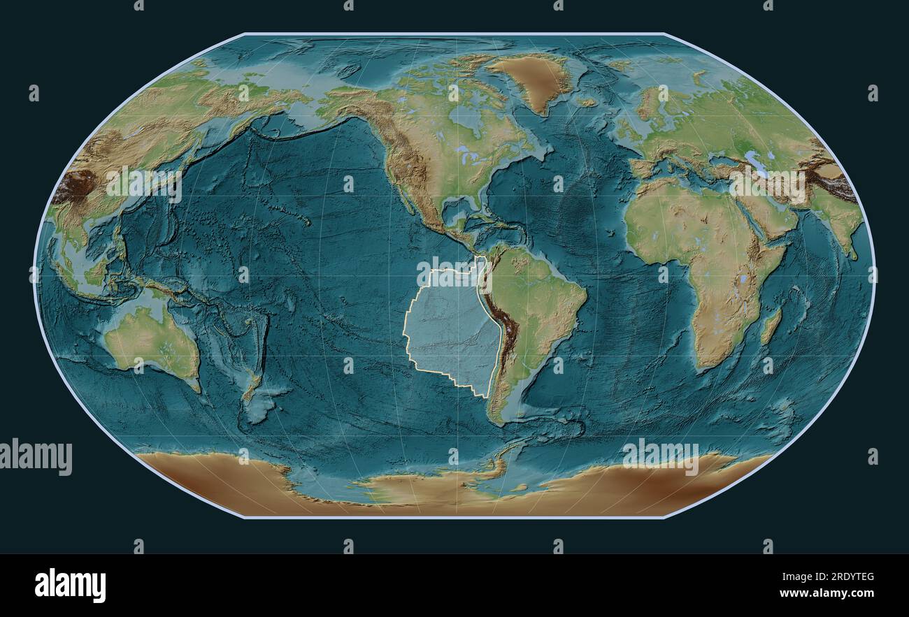 Nazca tectonic plate on the Wiki style elevation map in the Kavrayskiy ...