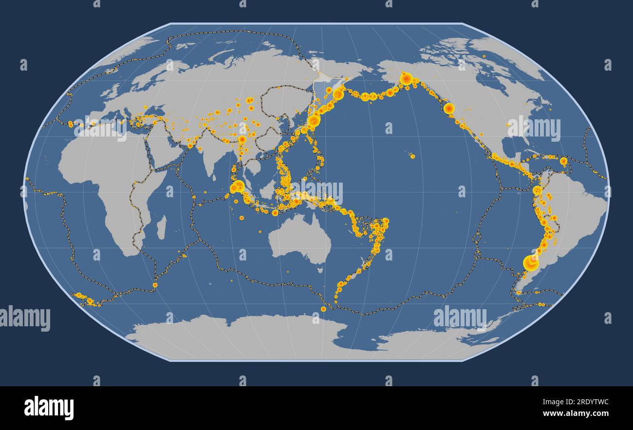 Okhotsk tectonic plate on the solid contour map in the Kavrayskiy VII ...