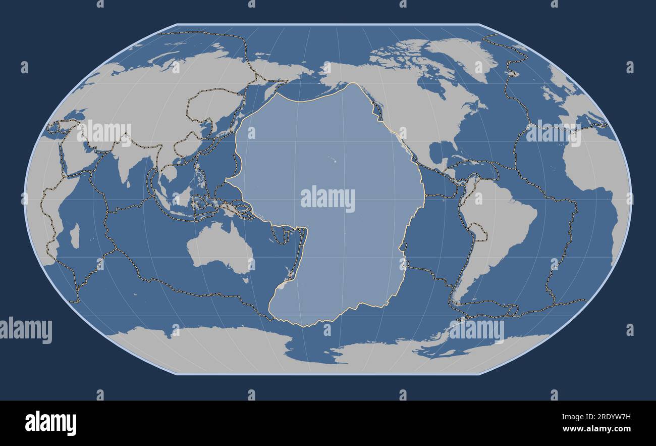 Pacific tectonic plate on the solid contour map in the Kavrayskiy VII ...