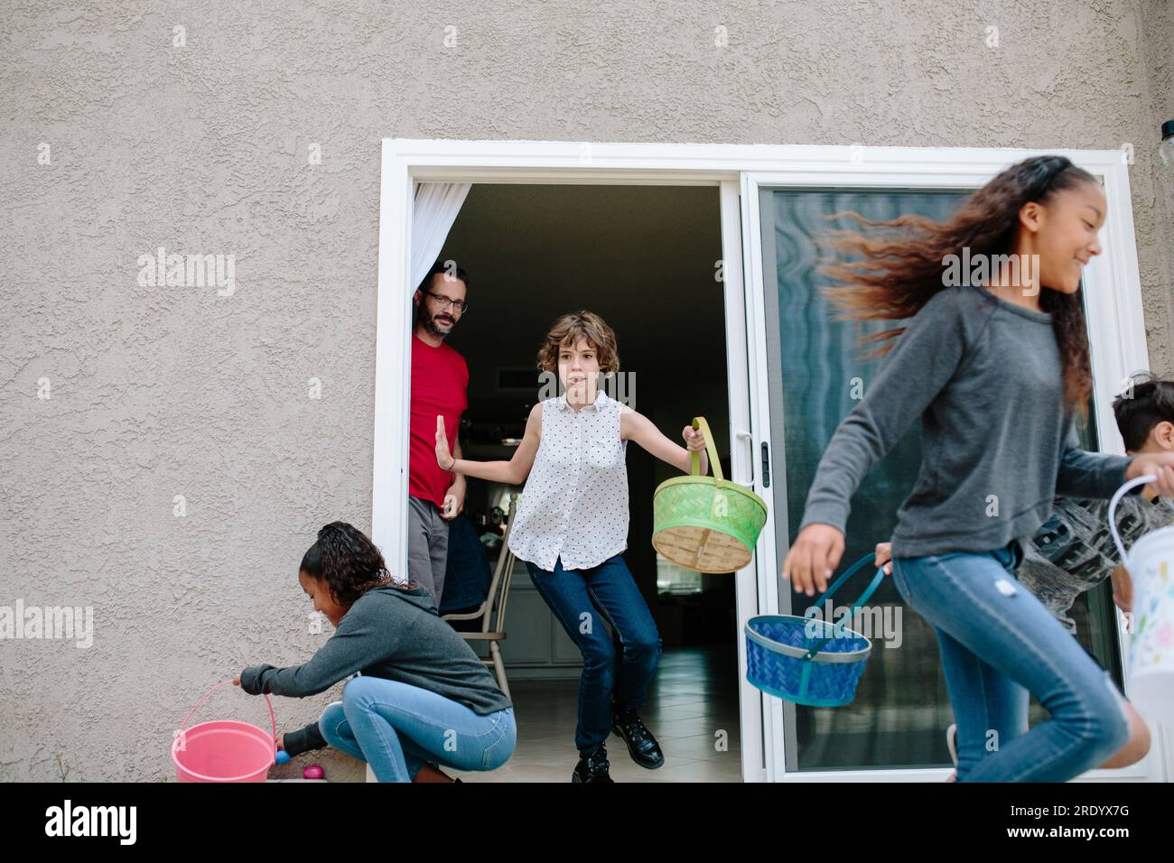 The start of the Easter egg hunt as children and teens run to hunt ...