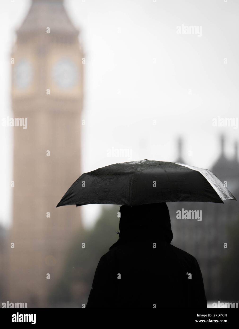 Tourists shelter from the rain beneath umbrellas near Big Ben and the ...