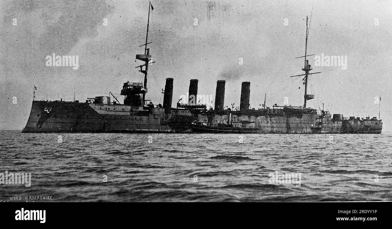 H.M.S. Hampshire, a Royal Navy cruiser. From a collection of printed ...