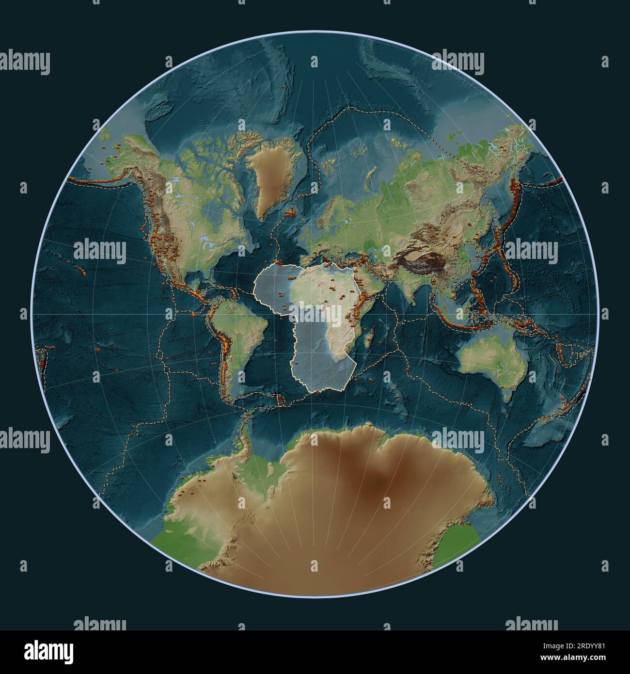 African tectonic plate on the Wiki style elevation map in the Lagrange ...