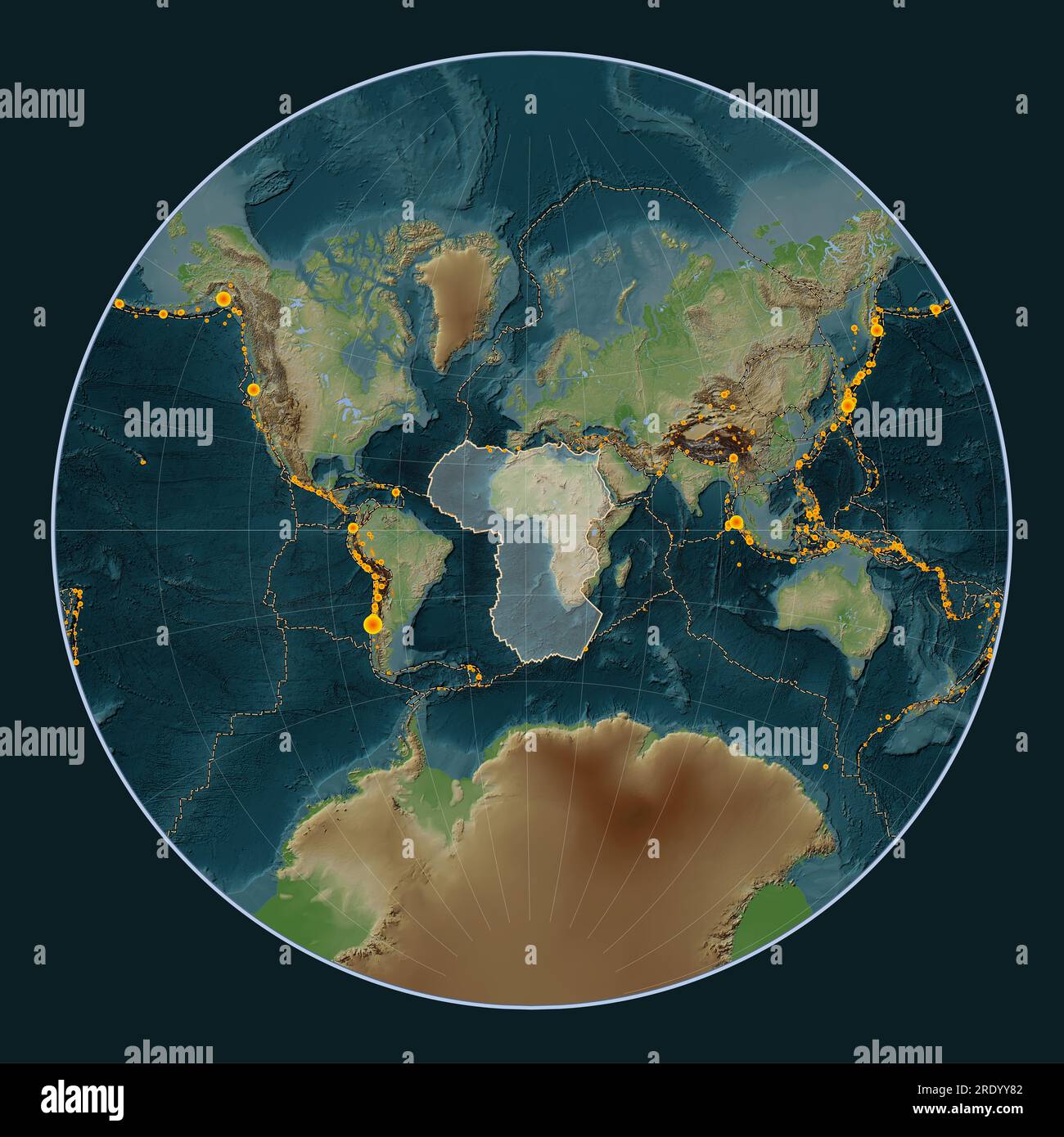 African Tectonic Plate On The Wiki Style Elevation Map In The Lagrange Projection Centered
