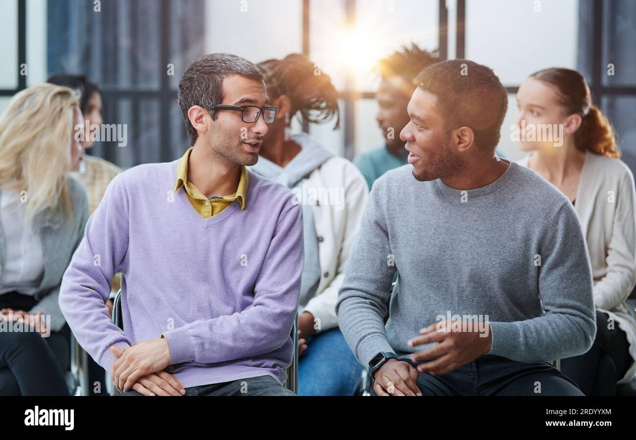 Young people enjoying spending time together on special group therapy ...