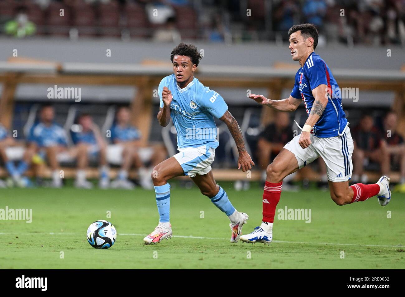 National Stadium, Tokyo, Japan. 23rd July, 2023. Oscar Bobb (Manchester ...