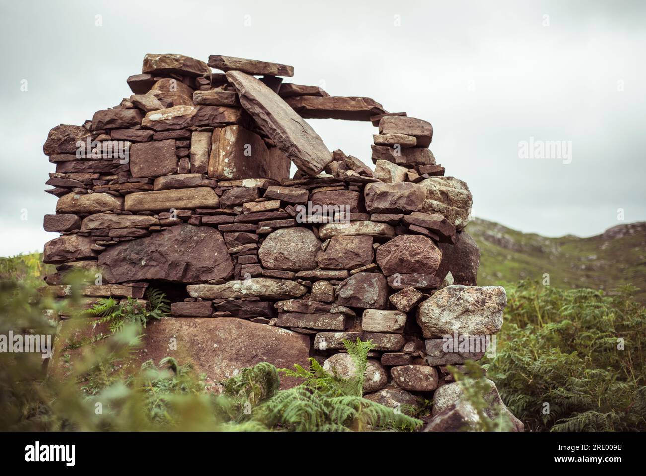 Stone ruins of old village in Scottish highlands in mountains Stock ...
