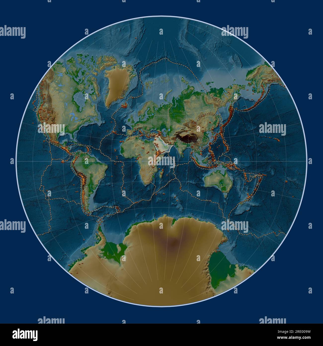 Arabian tectonic plate on the physical elevation map in the Lagrange ...