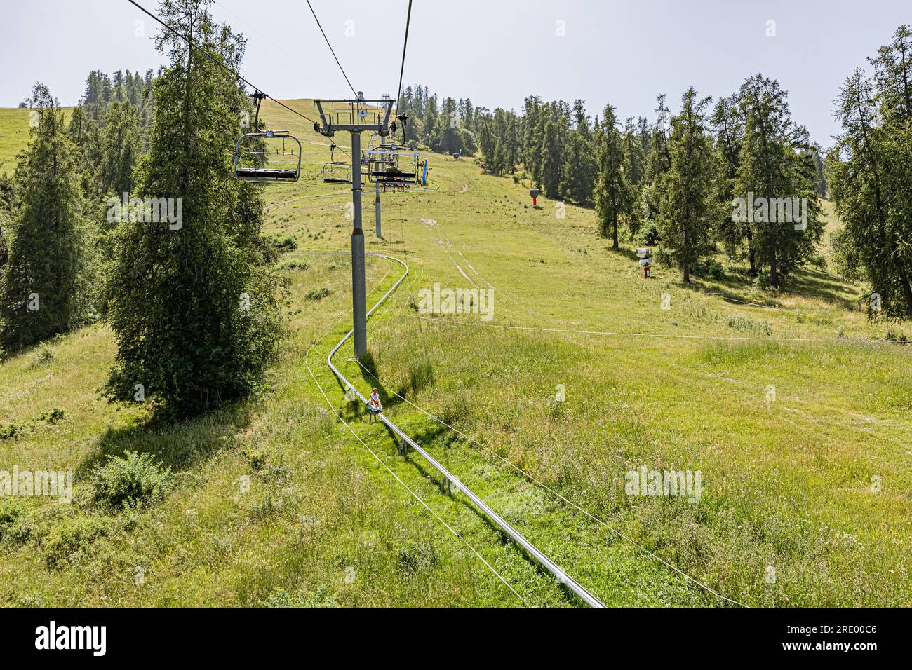 La Colmiane resort in summer, with its chairlift and zip line.. Station ...
