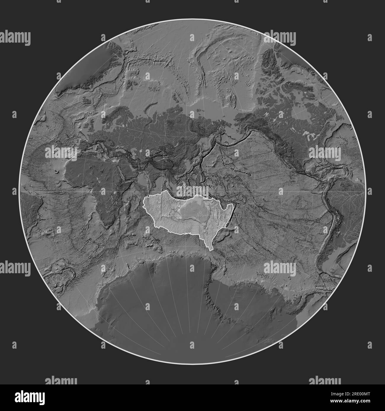 Australian tectonic plate on the bilevel elevation map in the Lagrange ...