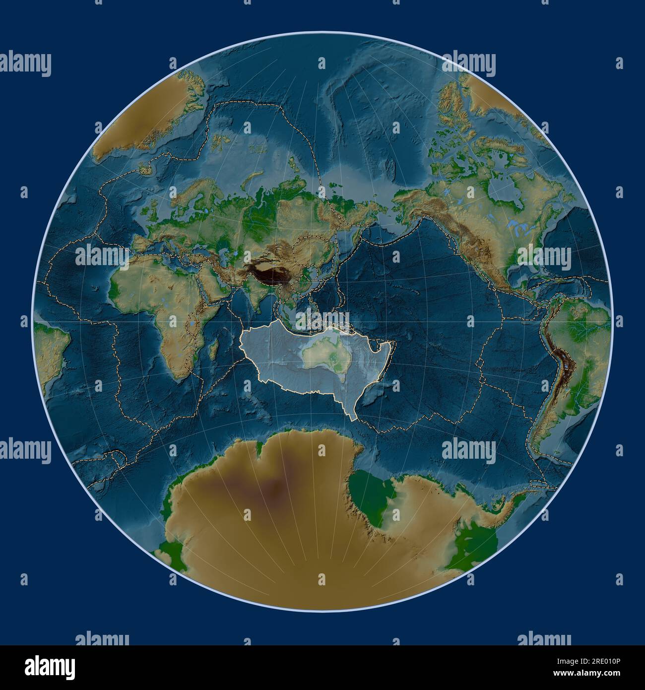 Australian tectonic plate on the physical elevation map in the Lagrange ...