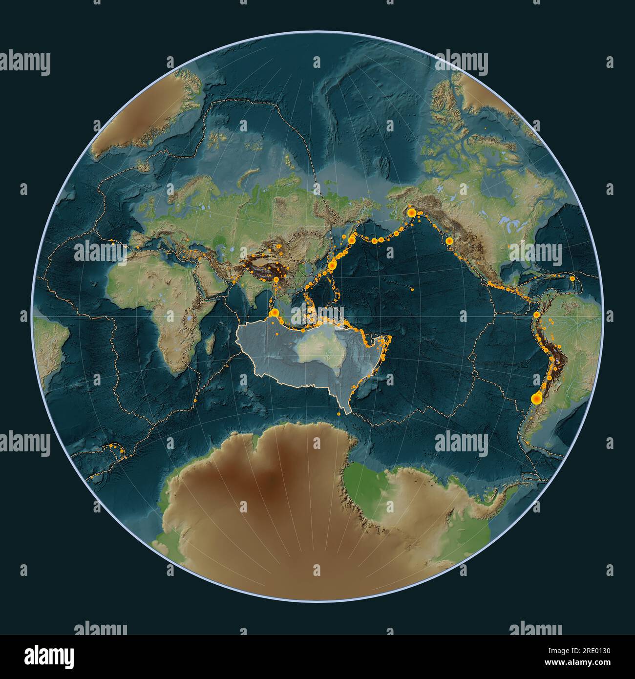 Australian tectonic plate on the Wiki style elevation map in the ...